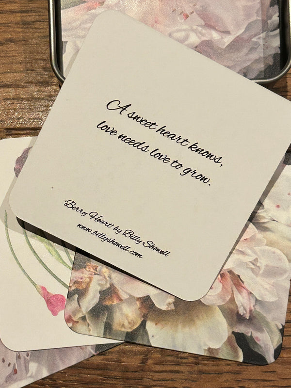 A tiny tin of Printed cards with 'Poetisments' (poetic sentiments ...